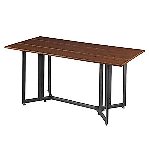 SEI Furniture Driness Drop Leaf Console to Dining Convertible Table, Dark Tobacco, Gunmetal Gray
