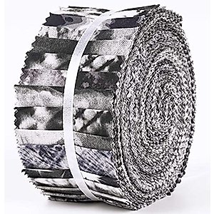 Soimoi 40Pcs Tie Dye Print Cotton Precut Fabrics for Quilting Craft Strips 2.5x42inches Jelly Roll - Black