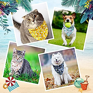 12 Pack Dog Bandana and Matching Scrunchie Set, Including 4 Flower Dog Scarf Bibs 4 Summer Bow Hair Ties 4 Neckerchief Dog and Owner Matching Clothes Outfits for Small Puppy Dog and Pet Owner Gift