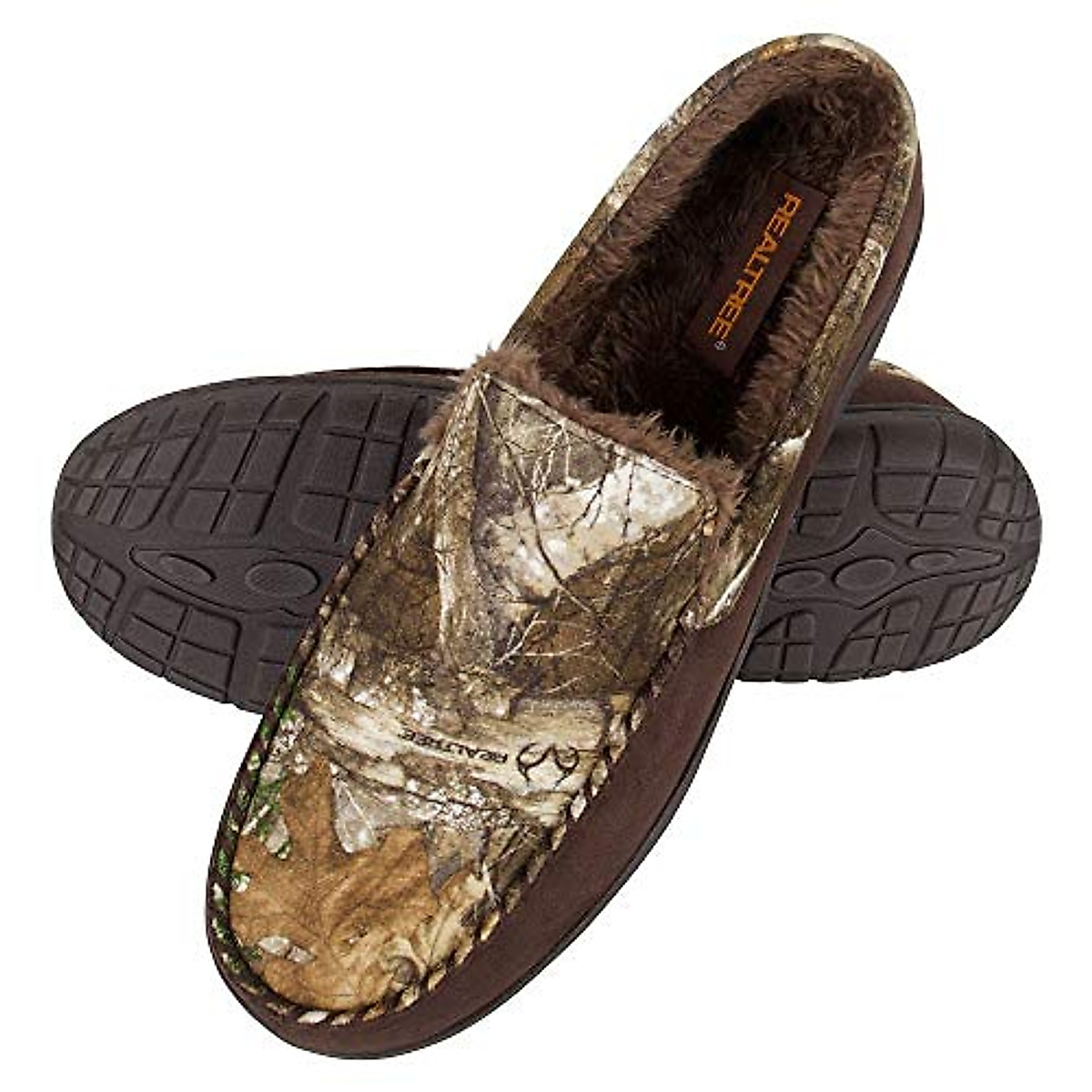 Realtree Men's Memory Foam Camo Moccasin House Slipper Indoor/Outdoor, Camo, Large