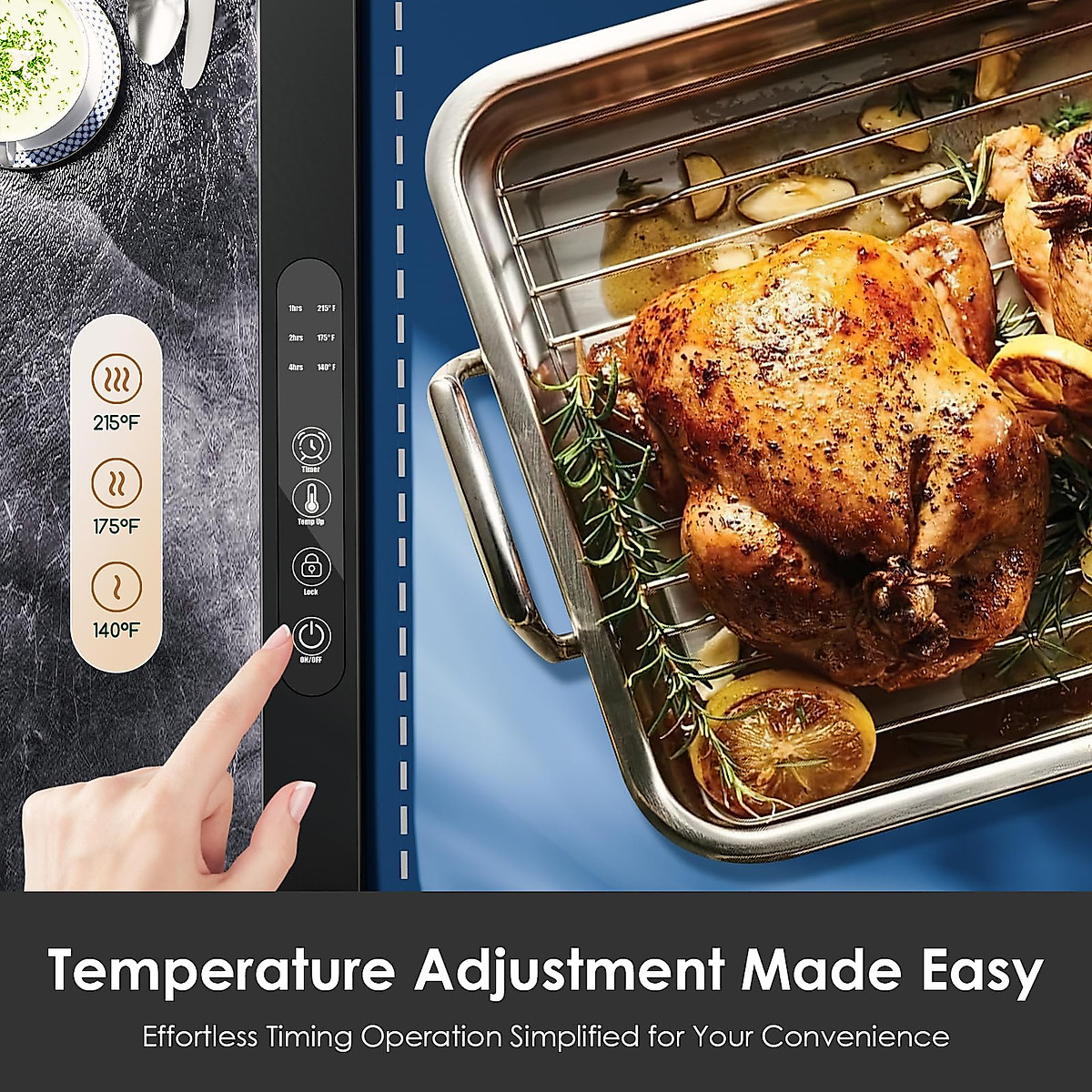 Warming Mat for Food - Electric Food Warming Mat, Full Surface Heating, 3 Temp Settings, Food Warming Mats for Countertop, Child Lock, Timed Shutdown, Heating Mat for Food (Blue)