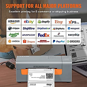 VEVOR Bluetooth Thermal Label Printer, Wireless Shipping Label Printer w/Automatic Label Recognition, Support Windows/MacOS/Linux/Chromebook/Android/iOS, Compatible with USPS, Amazon, Ebay, Etsy, etc