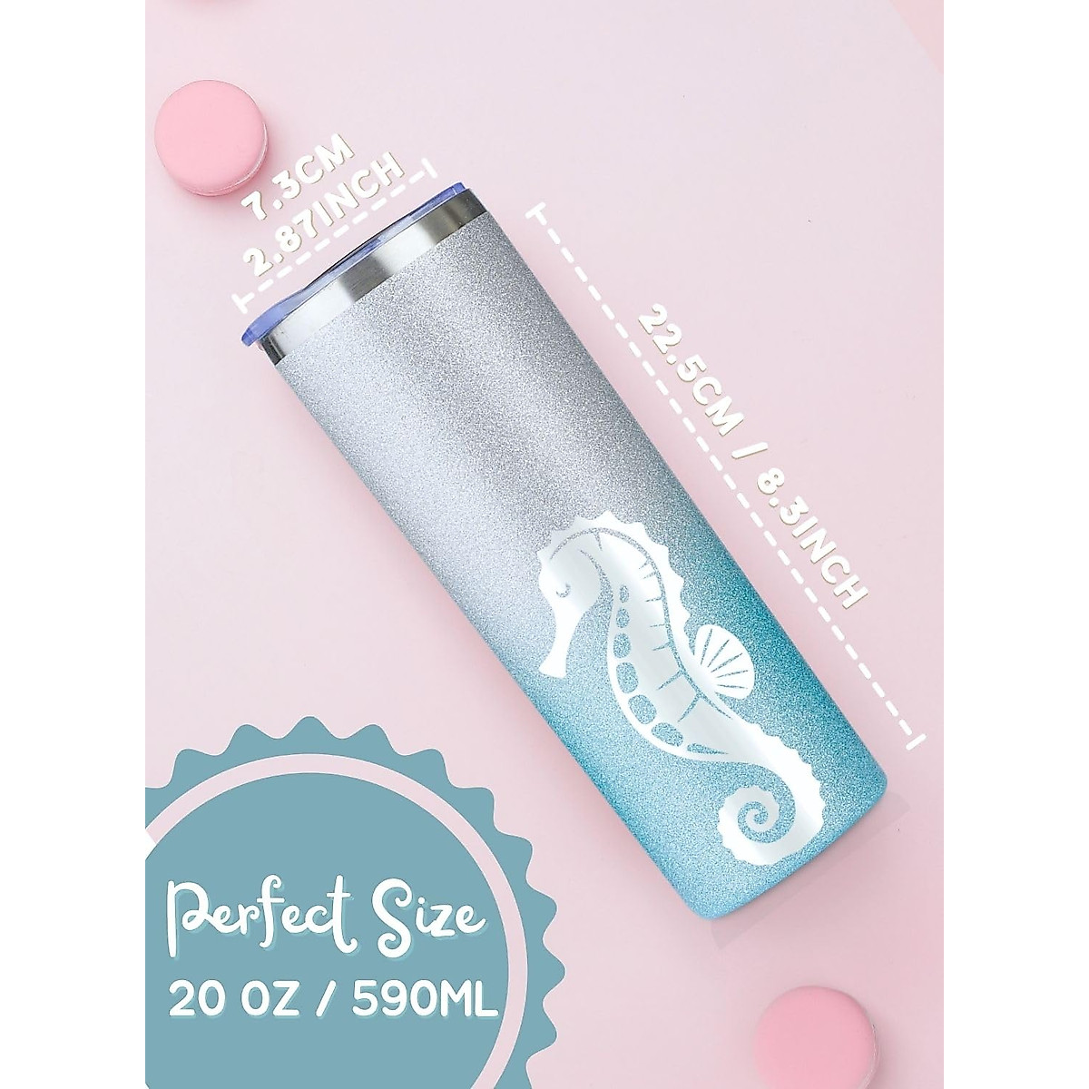 Onebttl Seahorse Gifts, Seahorse Lovers Present, Seahorse Pattern Goods, Christmas, Birthday, Valentine's Day, Couples, 20oz Stainless Steel Tumbler, Gift with Lid, Insulated, Vacuum Insulated