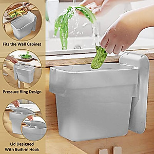 COZIMORE Small Trash Can,0.66 Gal/2.5L,Cabinet Trash Can,Kitchen Garbage Can Outside The Cabinet,Small Garbage Can with Lid,Food Waste Bin for Kitchen Gray