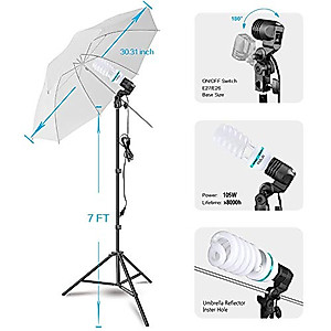 HYJ-INC Photography Photo Video Studio Background Stand Support Kit with 3 Muslin Backdrop Kits (White/Black/Chromakey Green Screen Kit),1050W 5500K Daylight Umbrella Lighting Kit with Carry Bag