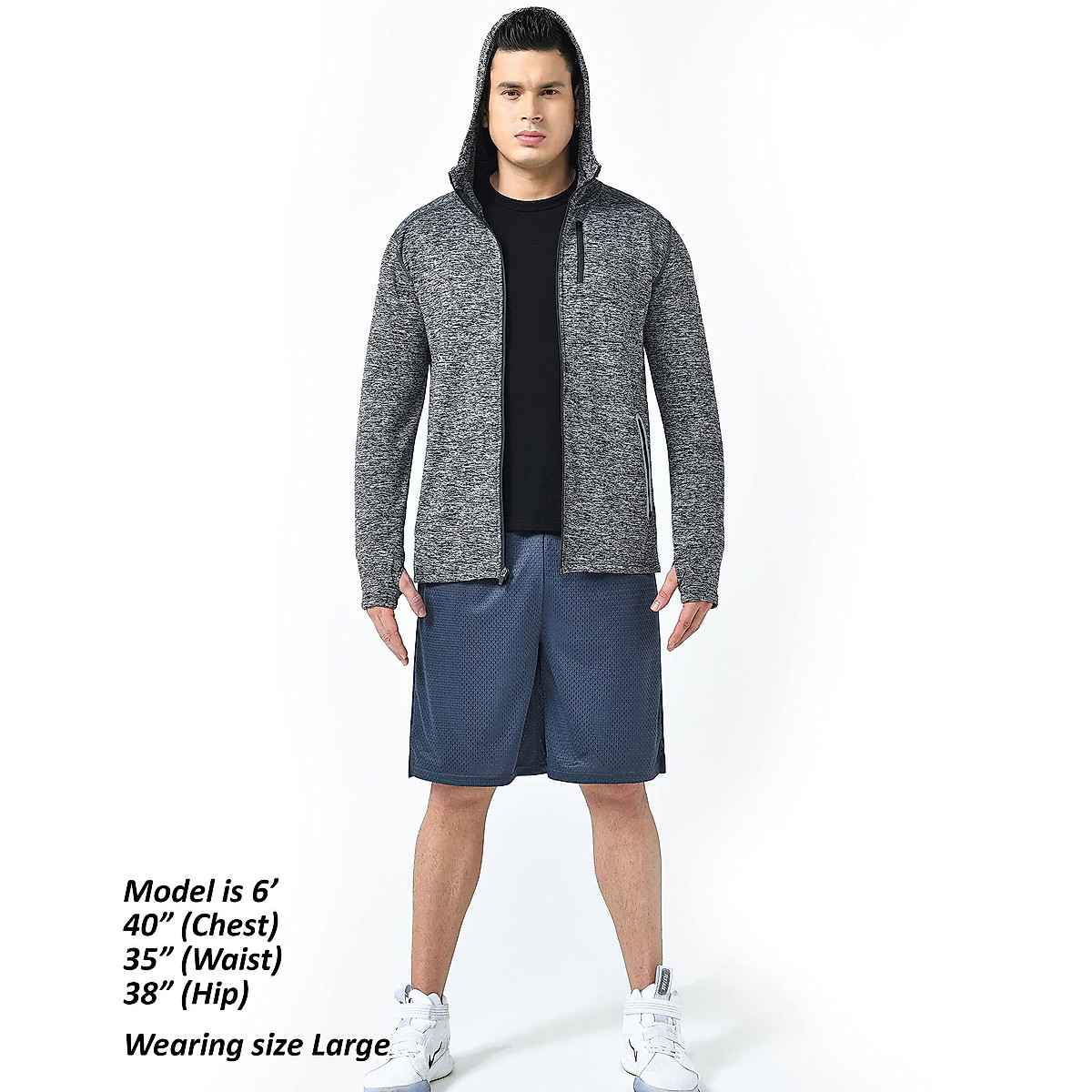 Liberty Imports 2 Pack Mens Zip Up Hoodies, Fleece Thermal Tech Jackets, Lightweight Running Sweatshirts with Zipper Pockets(Set 2, Medium)