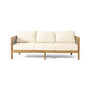 Christopher Knight Home Burchett Sofas, Teak + Mixed Brown + Beige