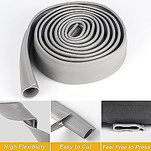 Garage Door Seals Bottom Rubber Weather Stripping, P-Bulb Garage Door Bottom Weather Seal Suitable for Weatherproof, Replacement Overhead Doors (20FT, Grey)