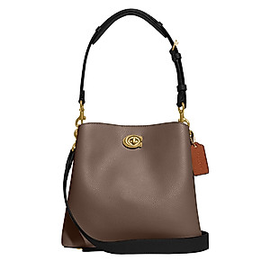 COACH Colorblock Leather Willow Bucket, Dark Stone, One Size