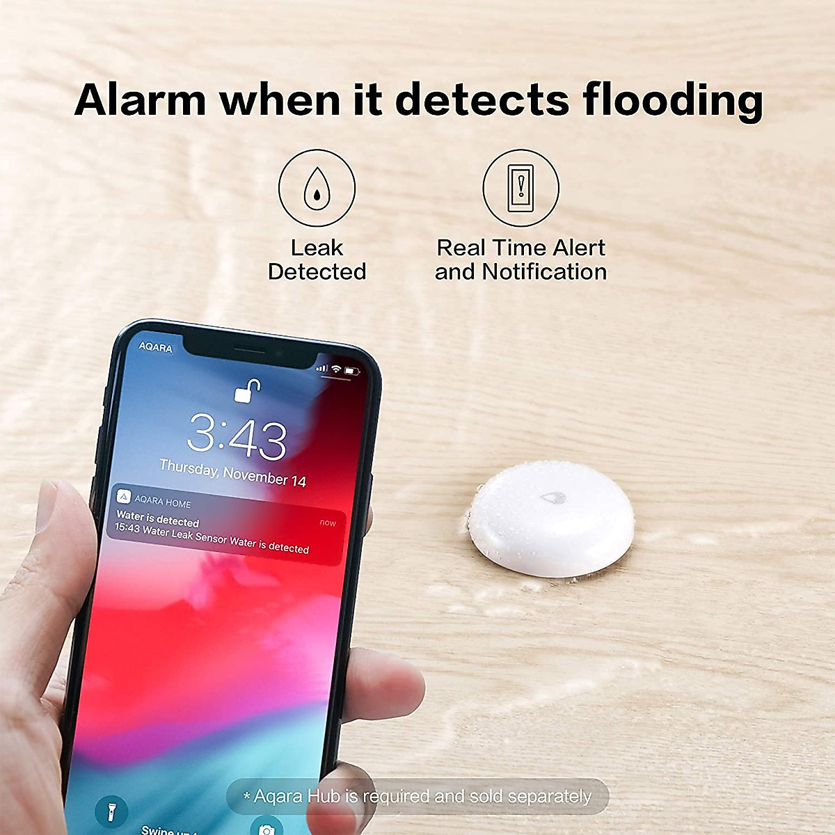 Aqara 2K Security Indoor Camera Hub G3 Plus Aqara Water Leak Sensor, AI Facial and Gesture Recognition, Infrared Remote Control, 360° Viewing Angle via Pan and Tilt
