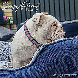 Sleepy Paws Ancol Square Bed for Dogs Navy and Iced Plush 70 x 60cm,Blue