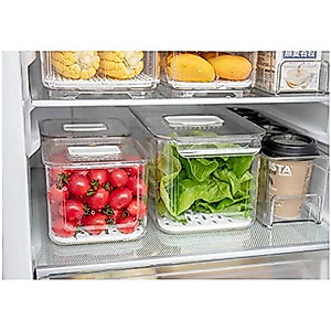 blitzlabs Fridge Food Storage Bin Containers Keeper Produce Saver, Stackable Organizer Bins Baskets with Lids and Removable Drain Tray for Veggie, Berry, Fruits and Vegetables, Set of 3