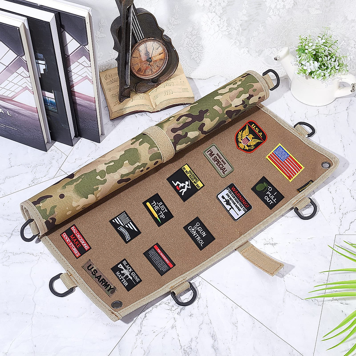NBEADS Patchs Display Board, Tactical Badge Emblem Display Badge Patch Holder Military Holder Organizer with Iron Clasp for Button Badge Collections Display