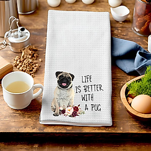 Life is Better with a Pug Microfiber Kitchen Towel Gift for Animal Dog Lover