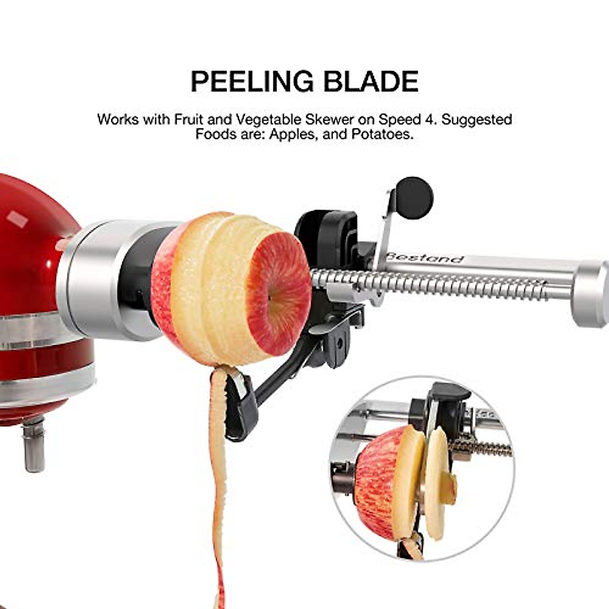 Bestand Spiralizer Attachment Compatible with KitchenAid Stand Mixer, Comes with Peel, Core and Slice, Not KitchenAid Brand Spiralizer Attachment (5 Blades)