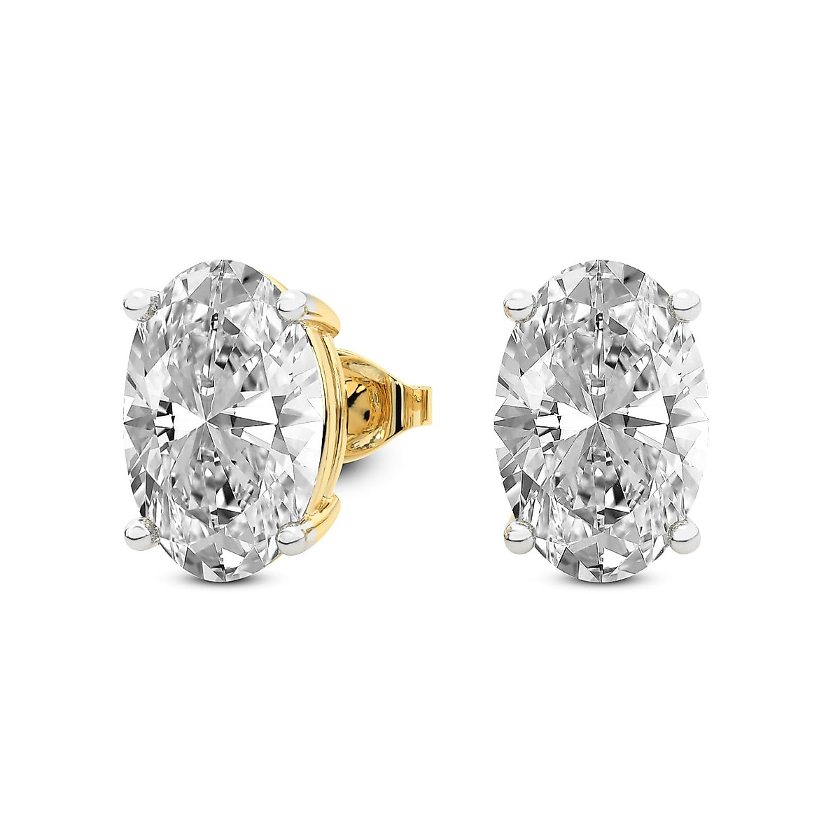6 Carat | 14K Yellow Gold| IGI Certified Lab Grown Solitaire Diamond Stud Earrings | Oval Shape Push Back Prong Setting Friendly Diamonds Earrings | F-G Color, VS1-VS2 Clarity
