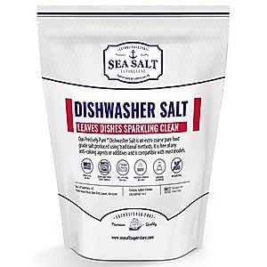 Dishwasher Salt - All-Natural Water Softener Salt for a Clean Finish - Compatible with Bosch, Miele, Thermador, Whirlpool Dishwashers and More - Food-Grade Coarse Sea Salt (5 lb Bag) - Sea Salt Superstore