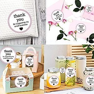 1.5 Inch Pink Merry Christmas Thank You for Supporting My Small Business Stickers with Hearts - Heart Thank You Present Gift Labelsfor Envelope Sealing,Business Packaging and Gift Wrap 500Pcs
