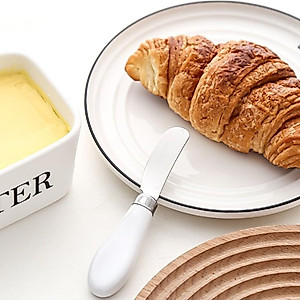 Brother Yixiu 2Pcs Ceramic Handle Butter Knife Stainless Steel Butter Knife Tableware, Kitchen Butter Knife Cheese Knife, Jam Spatula, Household Cheese Knife