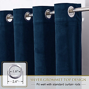 StangH Velvet Blackout Curtains Navy - Luxury Blue Curtains Velvet Textured Panel Drapes for Hotel Hall/Farmhouse Decor, Heavy Duty Summer Heat Block Out, Navy Blue, Wide 52 x Long 96 inches, 2 Pcs