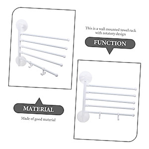 PRETYZOOM 1 Set Drying Rack Swivel Towel Rack Coat Hangers Towels Towel Bar Bath Towel Rack Towel Rod Towel Hanging Shelf Kitchen Towel Rack White No Punching Dishcloth to Rotate Rubber