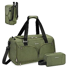 Gym Bag for Women Men Sports Backpack with Wet Pocket & Shoes Compartment Travel Duffle bag with Toiletry Bag Weekender Overnight Bag Carry On Backpack Army Green