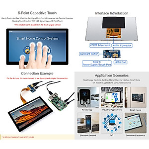 waveshare 7inch IPS Integrated Display Compatible with Raspberry Pi 4B/3B+/3B/2B/B+/A+/Zero/Zero W/WH/Zero 2W Supports Jetson Nano and Windows PC 1024 × 600 Resolution No Touch with Accessories