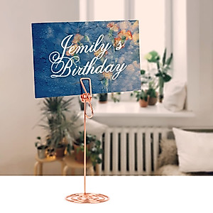 Muka 10pcs Place Card Holders, 6 Inch Fish-Shape Spring Steel Wire Clamp Photo Clips (Rose Gold)