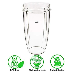 Tanzfrosch 32oz Cup and Extractor Blade Replacement Parts Blender Accessories Compatible with Nutribullet 600W/900W Models (4 Packs)