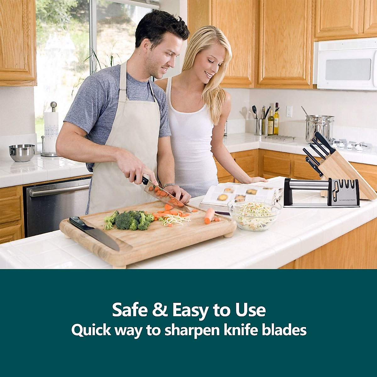 Knife Sharpeners,4 in 1 Kitchen Knife and Scissors Sharpener,Grind and Polish Knife Accessories,Manual Knife Sharpener for Ceramic and Steel Knives,Scissors,Outdoor Knives.