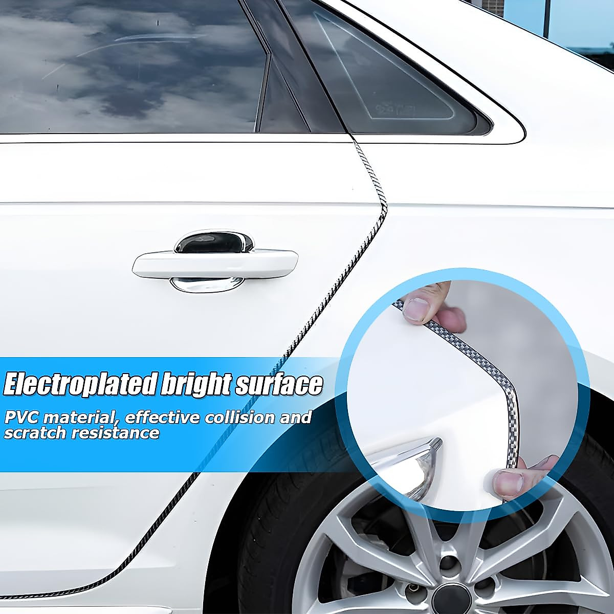 BELOMI Car Door Edge Guards, 32.8Ft Universal Fit U Shape Door Edge Trim Car Door Protector, PVC Plating Finish Anti-Collision Automotive Body Strip, Car Accessories Fit for Most Car (Carbon Fiber)
