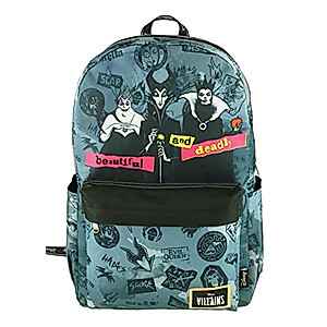 KBNL Classic Disney Villains Backpack with Laptop Compartment for School, Travel, and Work (Villains), Multicolor, Large