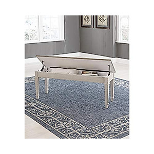 Signature Design by Ashley Skempton Farmhouse Storage Bench, White & Light Brown