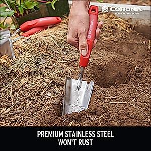 Corona CT 3314 Premium Stainless Steel ComfortGEL Garden Trowel, 13.5" Overall Length, Handle Length 7", Red
