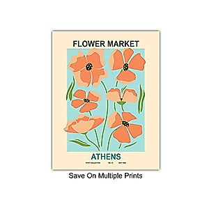 Abstract Minimalist Wall Art & Decor - Mid Century Modern Wall Art - Aesthetic Pictures Set - Gallery Wall Art - Museum Poster - Flower Market Sign - Contemporary Wall Art - Matisse Style Poster Print