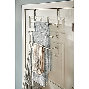 Franklin Brass Over The Door Triple Towel Rack with Hooks, Satin Nickel -bathroom Towel Holder, -bathroom Accessories, 193153-FN 18.66 x 8.27 x 24.57 Inches