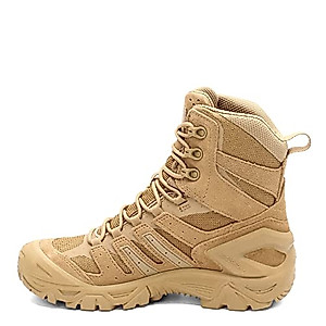 Merrell Men's Strongfield Tactical 6” Waterproof Boots, Breathable & Comfortable Work Combat Hiking Shoes Military, Dark Coyote, 9