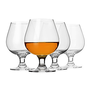 LUXU Crystal Brandy Snifter,Modern & Unique Stemmed Brandy Glasses,Premium Cognac Snifter for Scotch & Bourbon & Whiskey and Spirits, Lead-Free Beer Tasting Glasses (12FL.oz Set of 4)