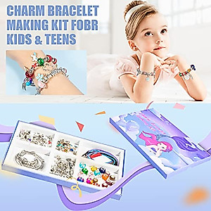 CIHOPE Charm Bracelet Making Kit, DIY Jewelry Making Kit for Girls Birthday Gifts, Mermaid/Unicorn Girls Toys Arts and Crafts for Kids Ages 6-12