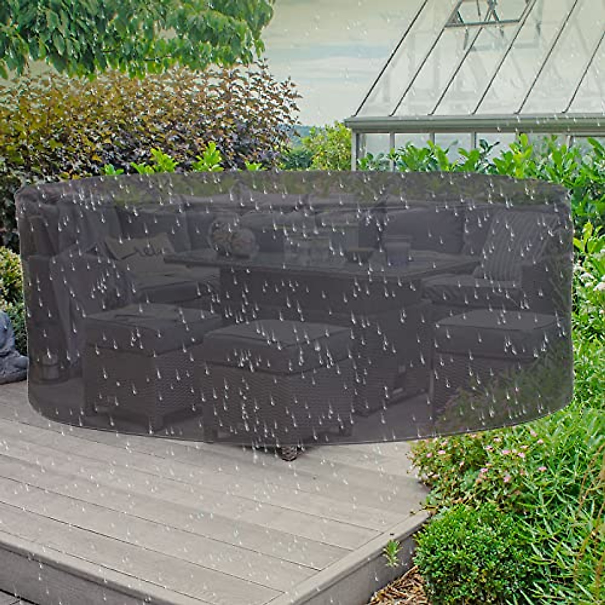 BAOFI Garden Furniture Covers Waterproof 24x24in, Patio Furniture Cover Round, Table Covers 420D Oxford Fabric Windproof Dust Proof Rip Proof for Outdoor Dining Table and Chairs