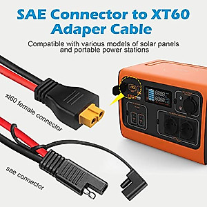 PAEKQ 10AWG SAE Connector to XT60 Female Adapter Connect Solar Panel 3FT XT60 Connector to SAE Connector Extension Cable for Lipo Battery and Delta Portable Power Station RV Solar Generator(3Feet)
