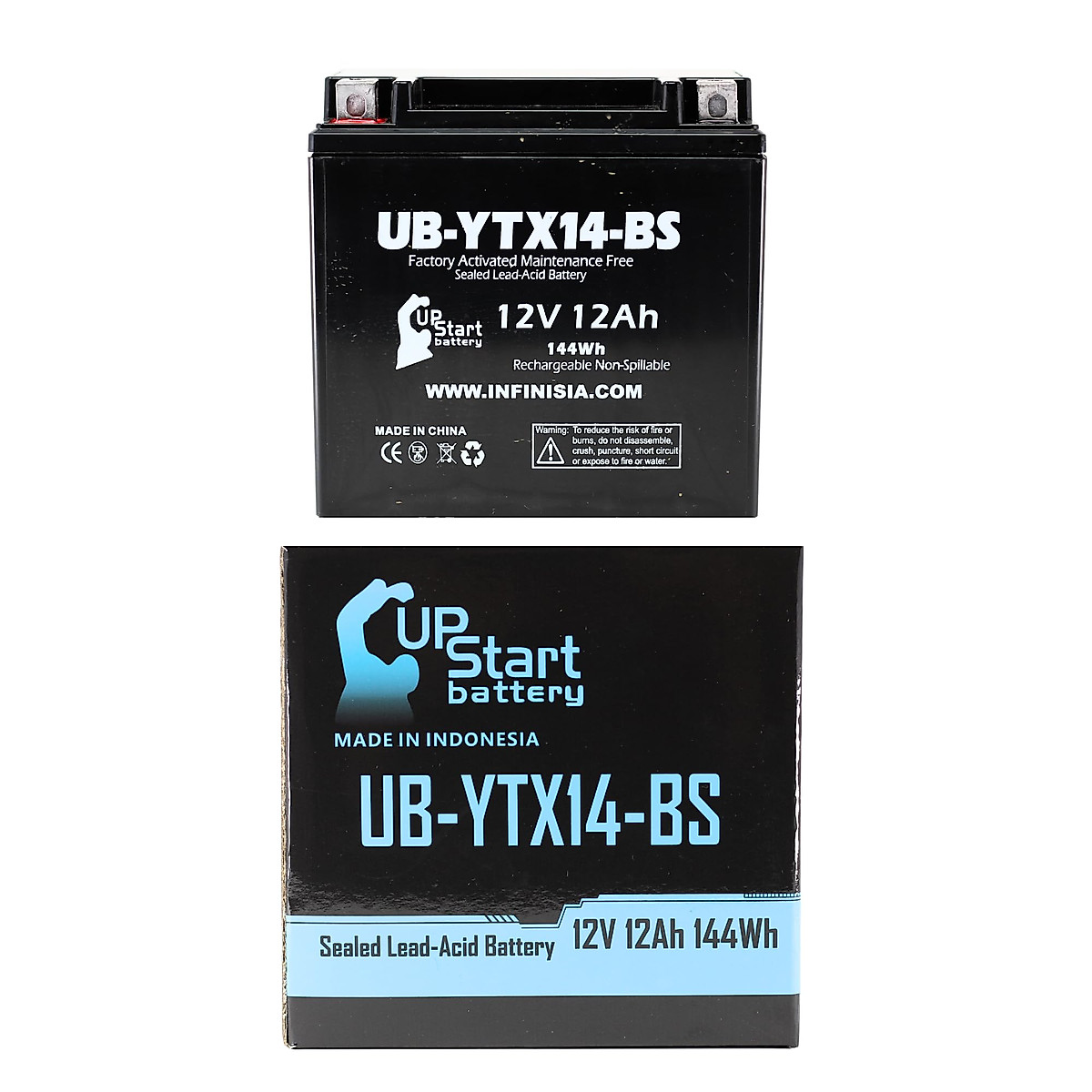 Replacement for 2002 Honda TRX350 Rancher 350 CC Factory Activated, Maintenance Free, ATV Battery - 12V, 12AH, UB-YTX14-BS