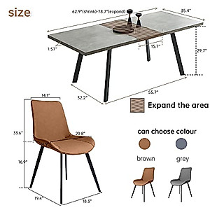 Zerifevni Dining Table Set for 6, Mid-Century Kitchen Table Set for 8-10 Person for Dining Room, Steel Legs