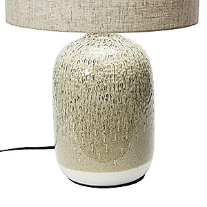 Bloomingville Stoneware Table Linen Shade & Inline Switch, Reactive Glaze, Taupe Color Lamp