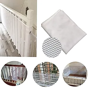 Child Safety Clear Banister Guard Net for Stairs, CuleedTec 16.5x2.5ft Protection Preathable Crib Mesh Liner Bumper for Baby, Cat Fence, Balcony Screen Cat Netting for Pets,SGS Passed