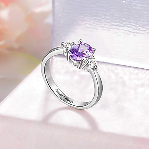 FenFang Personalized Mothers Ring with Heart Simulated Birthstone Rings for Women Custom BFF Heart Promise Ring for Women Mothers Day Gifts for Mom (Silver-stone, 8)