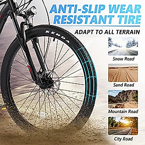 PEXMOR Electric Bike for Adult,27.5" Adult Electric Bicycle 500W EBike w/48V 13AH Removable Battery & Lockable Suspension Fork, 20MPH Shimano 21 Speed Electric Mountain Bike w/Dual Disc Brake(Red)