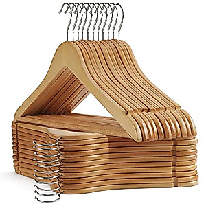 UINICOR Wooden Hangers - 30 Pack - Slim Wooden Suit Hangers Coat Hangers for Closet, Heavy Duty Hangers Precisely Cut Notches Wood Hangers,Clothes Hangers for Shirt Suit Dress Natural