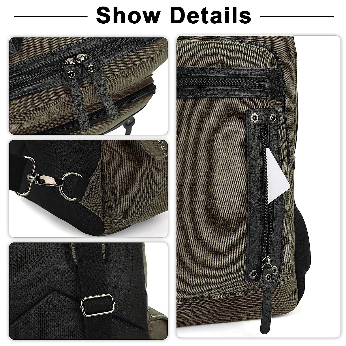 ZHZXYZDY Vintage Canvas Messenger Bag, Laptop Crossbody Bag, Men's Crossbody Bag, Lightweight Canvas Single Shoulder Bag, Travel Crossbody Bag, Suitable for 15.6" Laptop, Casual Travel, Cycling