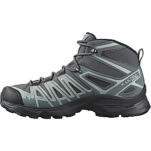 Salomon Women's X ULTRA PIONEER MID CLIMASALOMON™ WATERPROOF Hiking Boots for Women, Ebony / Stormy Weather / Wine Tasting, 9